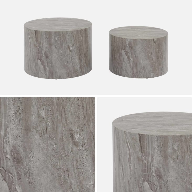 Tables basses rondes effet marbre gris (lot de 2) Paros | Maisons du Monde