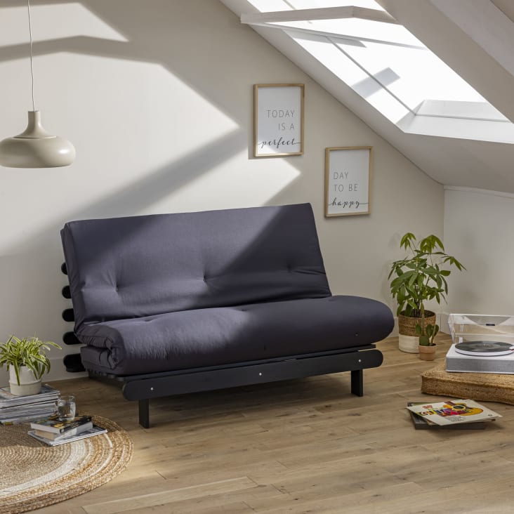 Structure futon en bois massif foncé 140x200 cm | Maisons du Monde