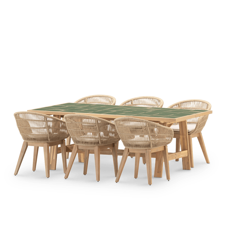 Set de mesa cerámica verde y 6 sillas Bisbal & provenza | Maisons du Monde
