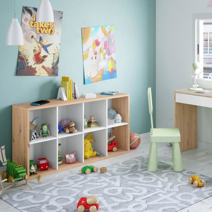 Estantería 8 huecos roble nodi y blanco artik | Maisons du Monde