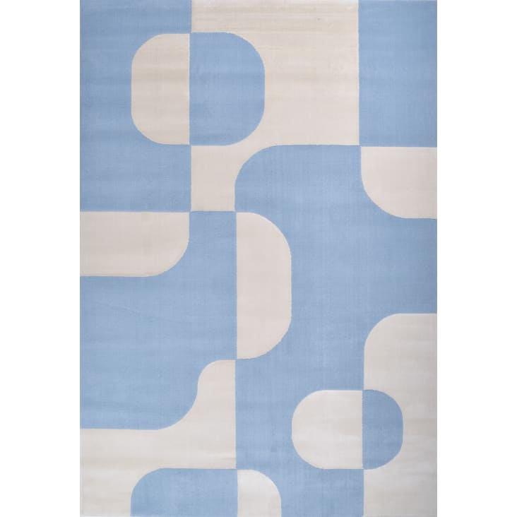 Teppich mit kurzem Flor und grafischem Muster - Blau - 80x150 cm Nely ...
