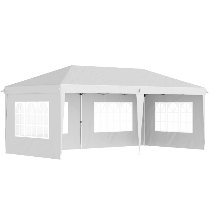 Tonnelle pop up pliante 4 fenêtres - acier oxford haute densité blanc ...