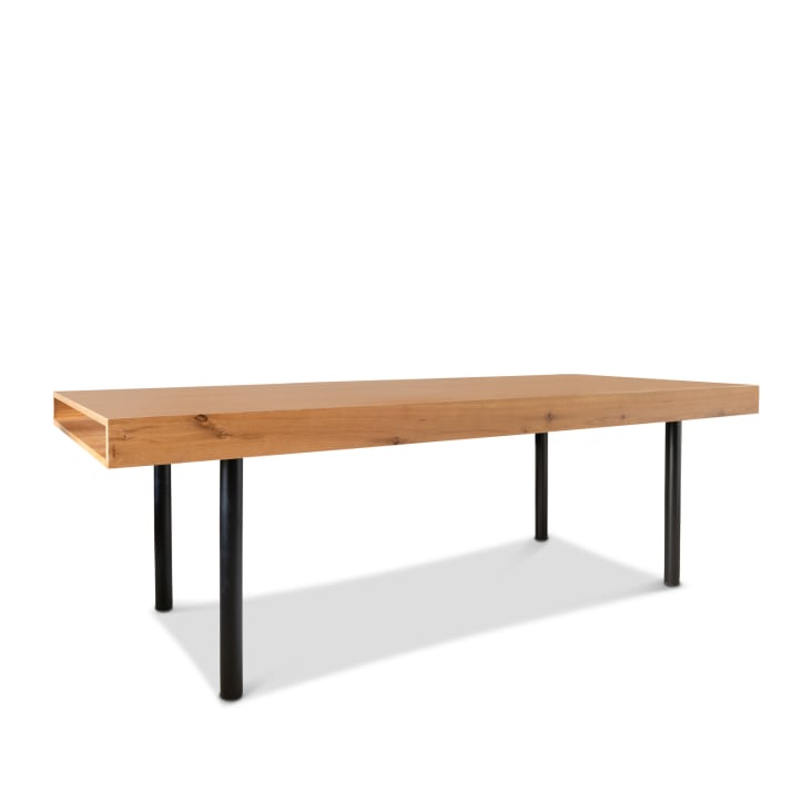 Mesa de comedor de 10 plazas de madera clara y metal negro | Maisons du ...