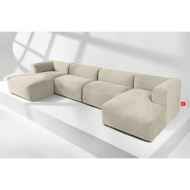 7/8 Sitzer Panorama-Ecksofa mit extrem weicher Sitzfläche, ecru Buffo ...