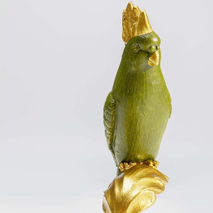 Coupe perroquet vert et feuille dorée en polyrésine Parrot guard ...