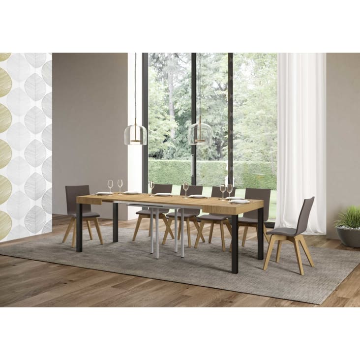 Table extensible 90x90/246 cm effet bois chêne nature Everyday ...