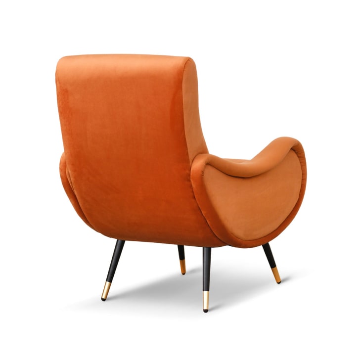 Poltrona design vintage in velluto ruggine e gambe nere ottone Miss ...