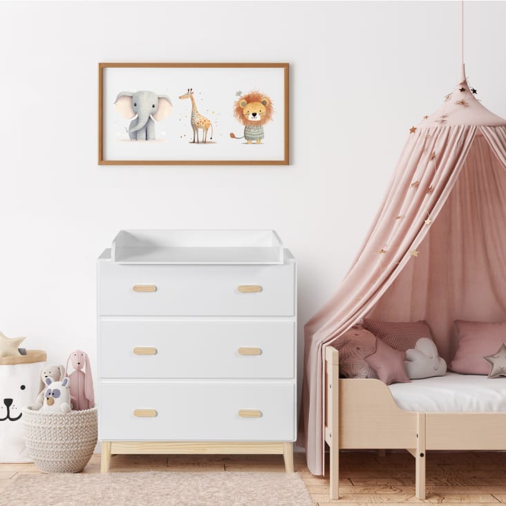 Commode avec table à langer et 3 tiroirs blanc | Maisons du Monde