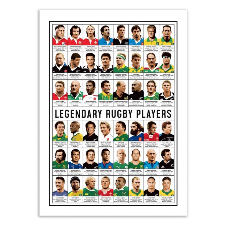 Affiche 30x40 cm - Legendary Rugby Players - Olivier Bourdereau Olivier ...