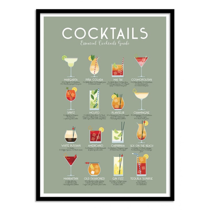 Affiche 30x40 cm et cadre noir - Essential cocktails guide - Frog Pos Frog posters | Maisons du ...