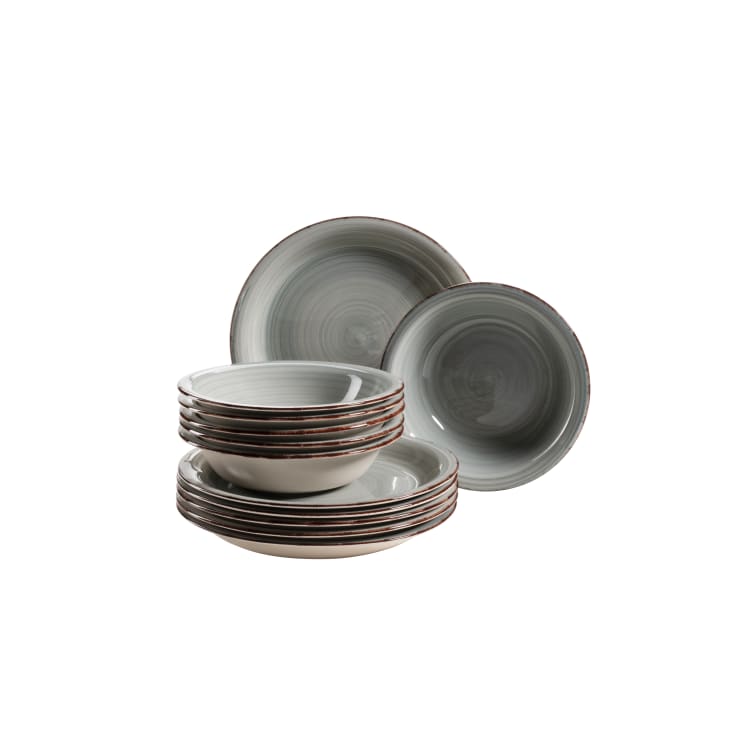 12-teiliges Teller-Set aus Steingut LUMACA | Maisons du Monde