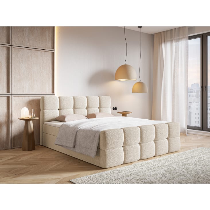 Boxspringbett mit Bettkasten, Hellbeige, 160 cm Cloudy | Maisons du Monde