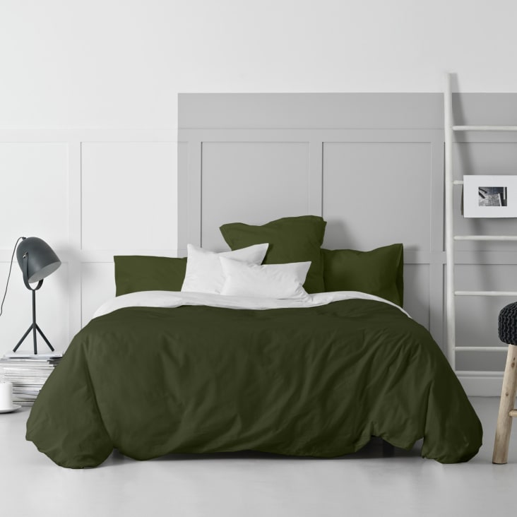 Copripiumino 100% Cotone Verde oliva 140x200 cm Basic | Maisons du Monde