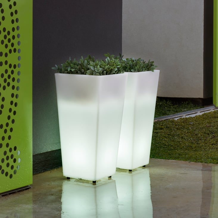 Macetero alto y cuadrado con luz resistente luz blanca 30x30x58 cm ...