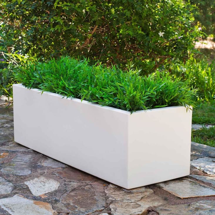Jardinera rectangular polietileno muy resistente blanco 60x20x18 cm Jara 60 | Maisons du Monde