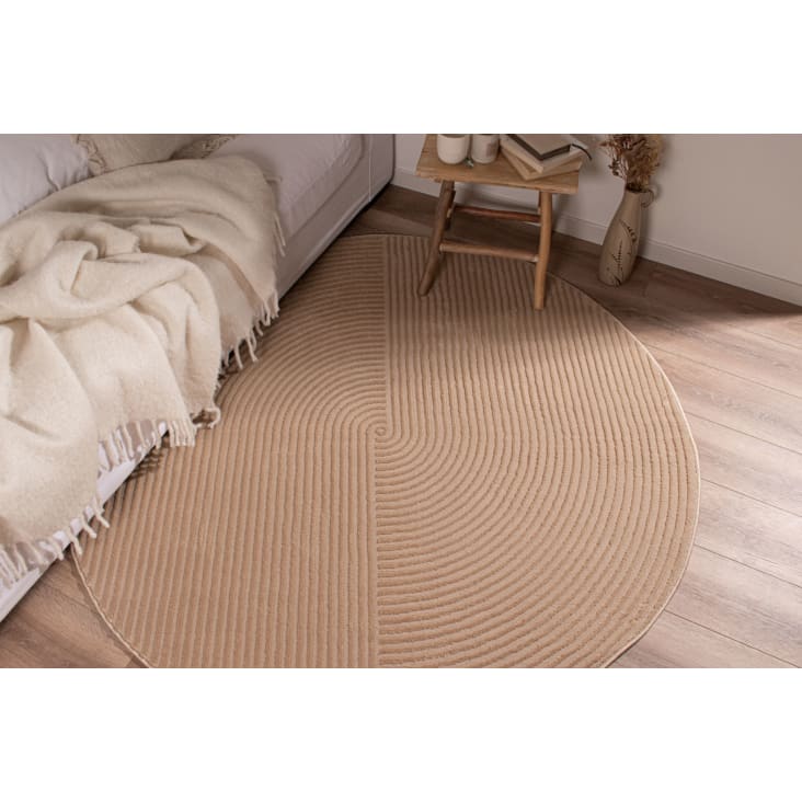 Tapis rond motif arc en relief - Beige - D160 cm Bianca | Maisons du Monde
