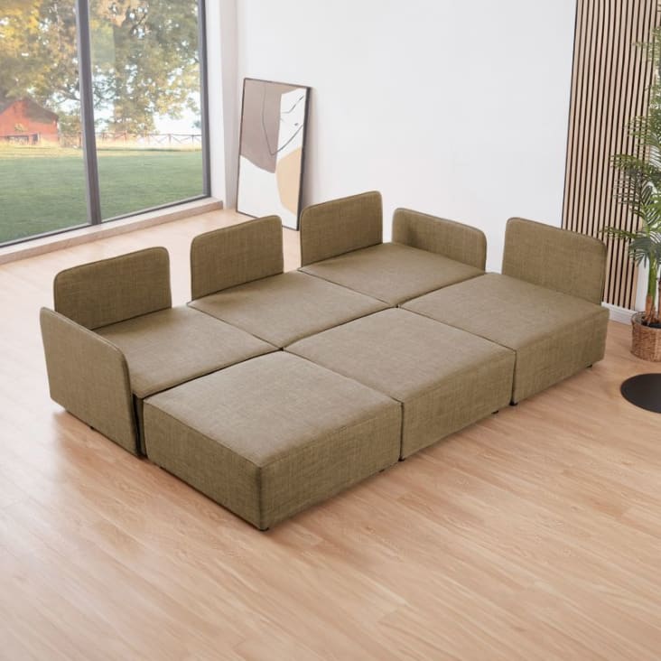 Puff para sofá modular cubiq tejido | Maisons du Monde