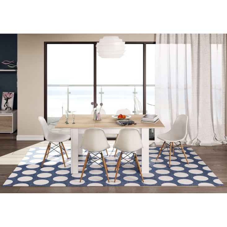 Mesa de comedor extensible blanco artik y roble canadian Thea | Maisons ...