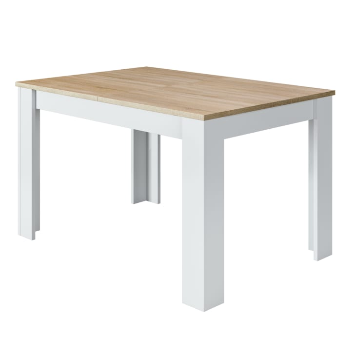 Mesa de comedor extensible blanco artik y roble canadian Thea | Maisons ...