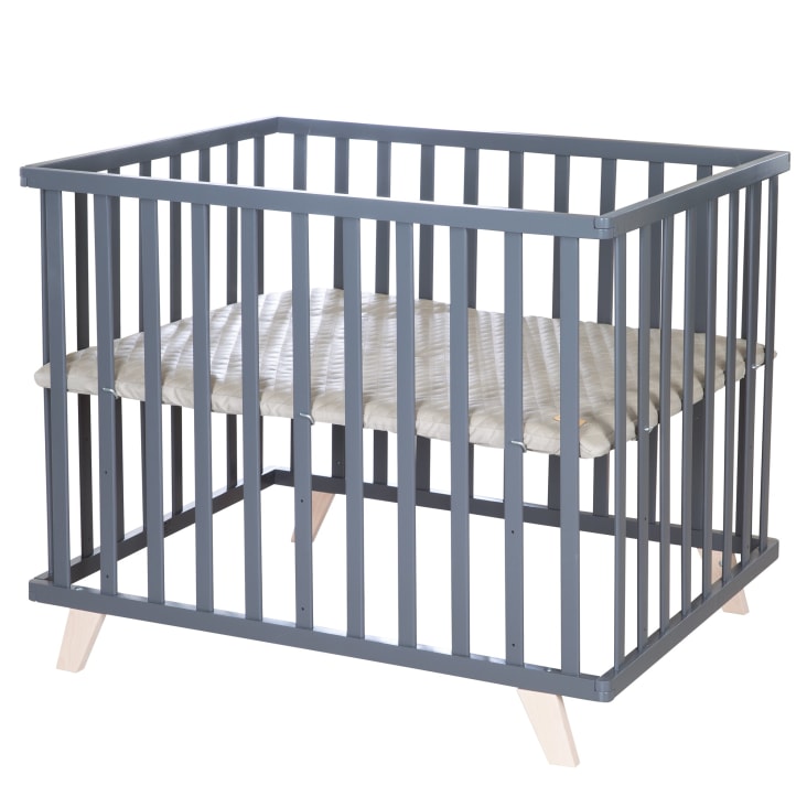 Box per bambini 75x100 in legno antracite con materassino GREYISH ...