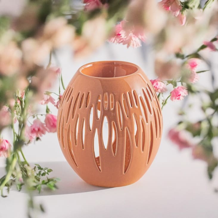 Brûle parfum en céramique laquée terracotta - H12,5 cm Ovali | Maisons ...