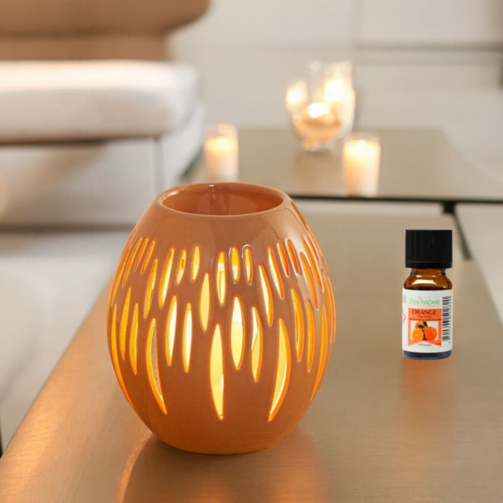 Brûle parfum en céramique laquée terracotta - H12,5 cm Ovali | Maisons ...