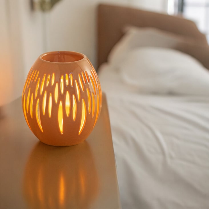 Brûle parfum en céramique laquée terracotta - H12,5 cm Ovali | Maisons ...