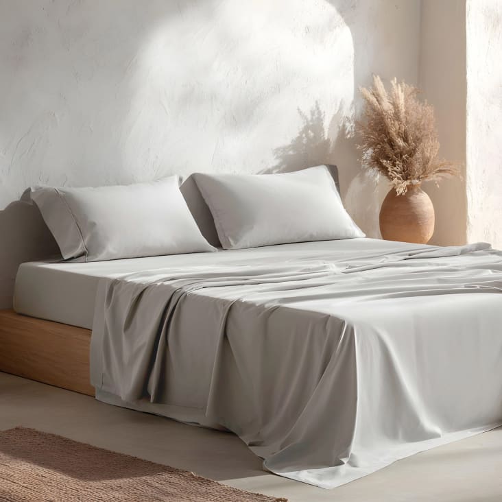 Bettwäsche-Set aus 100% Baumwolle, Hellgrau 135x200 + 50x75cm Lisos ...