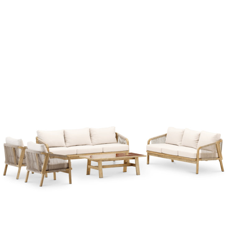 Salon de jardin 8 places bois et céramique terracotta 125x65 Siena & bisbal | Maisons du Monde