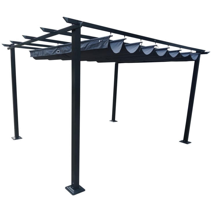 Tonnelle avec toile rétractable en aluminium anthracite 3x4m Havana ...