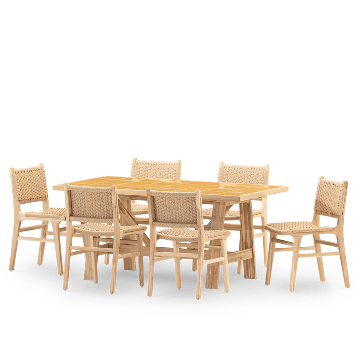 Set da pranzo 6 posti tavolo ceramica senape 168x87 Bisbal & modena | Maisons du Monde