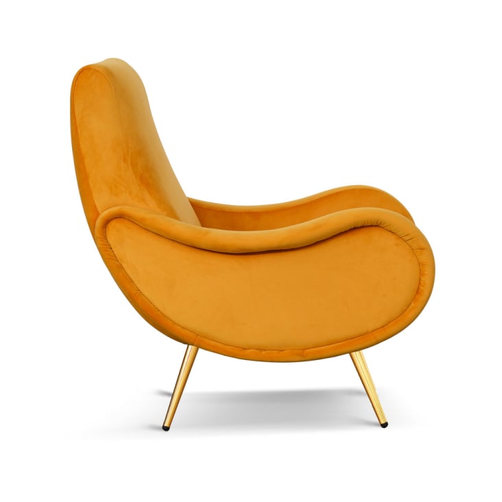 Poltrona design vintage in velluto giallo mostarda gambe oro Miss ...