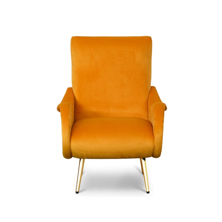 Poltrona design vintage in velluto giallo mostarda gambe oro Miss ...