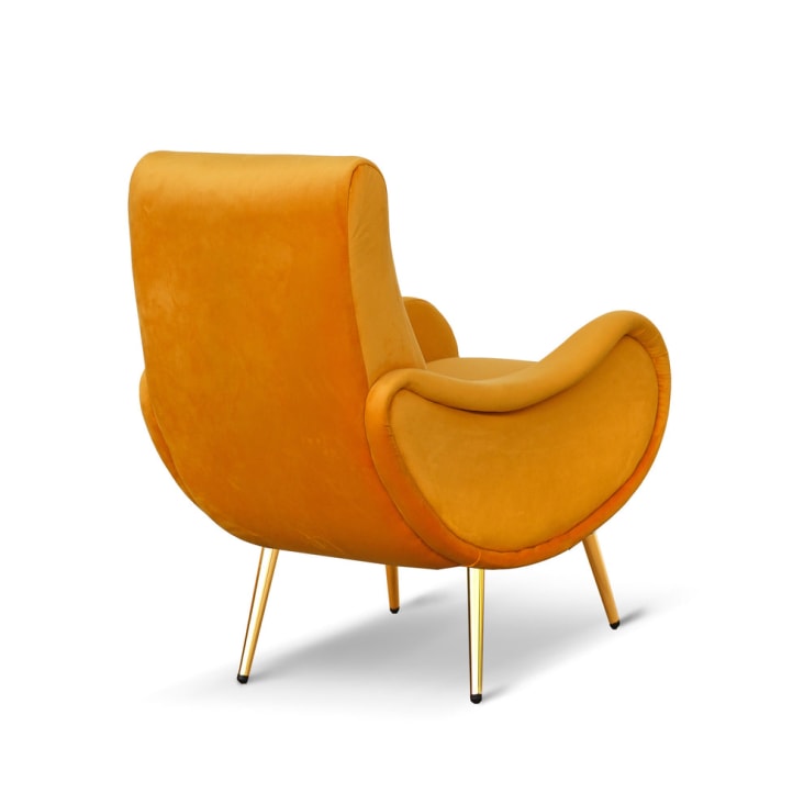 Poltrona design vintage in velluto giallo mostarda gambe oro Miss ...