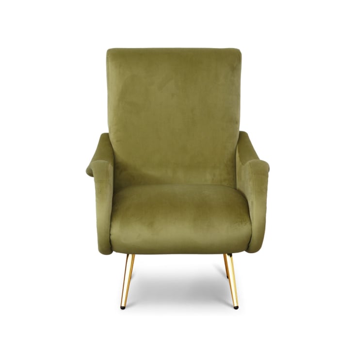 Poltrona design vintage in velluto verde salvia gambe oro Miss ...