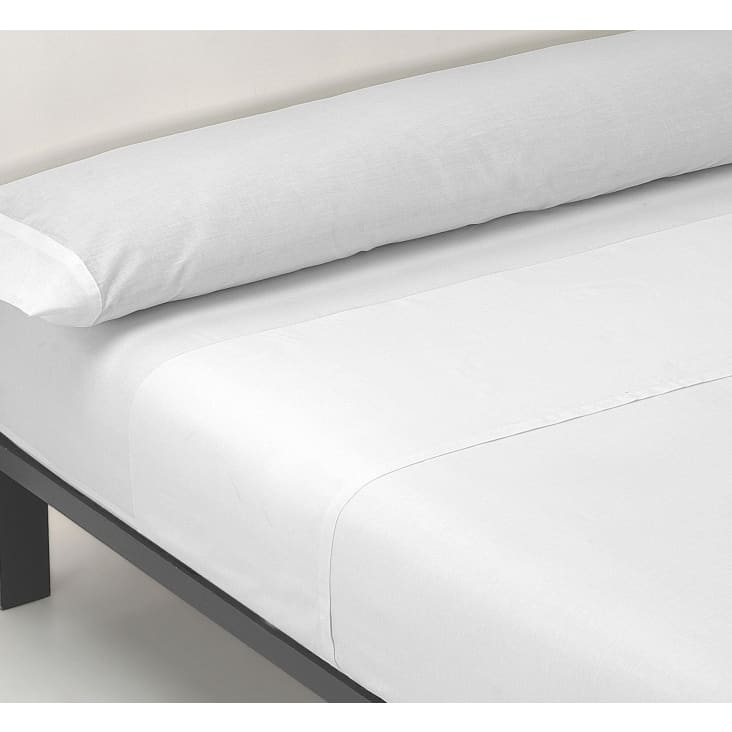 Juego de sábanas 3 piezas liso 50% alg. 50% pes blanco cama 135cm Basic ...