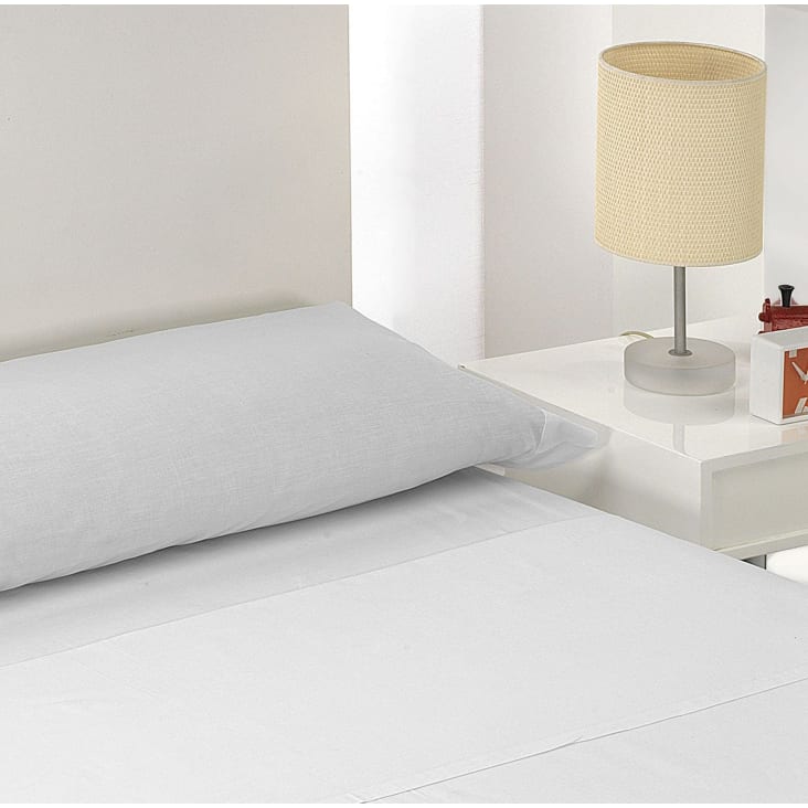 Juego de sábanas 3 piezas liso 50% alg. 50% pes blanco cama 135cm Basic ...