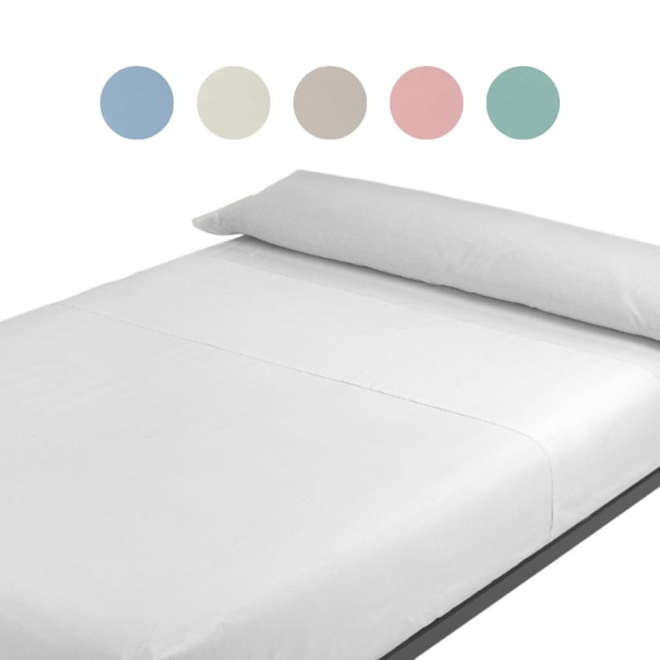 Juego de sábanas 3 piezas liso 50% alg. 50% pes blanco cama 135cm Basic ...