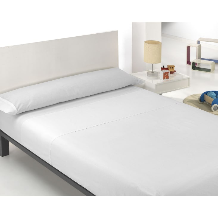 Juego de sábanas 3 piezas liso 50% alg. 50% pes blanco cama 90cm Basic ...