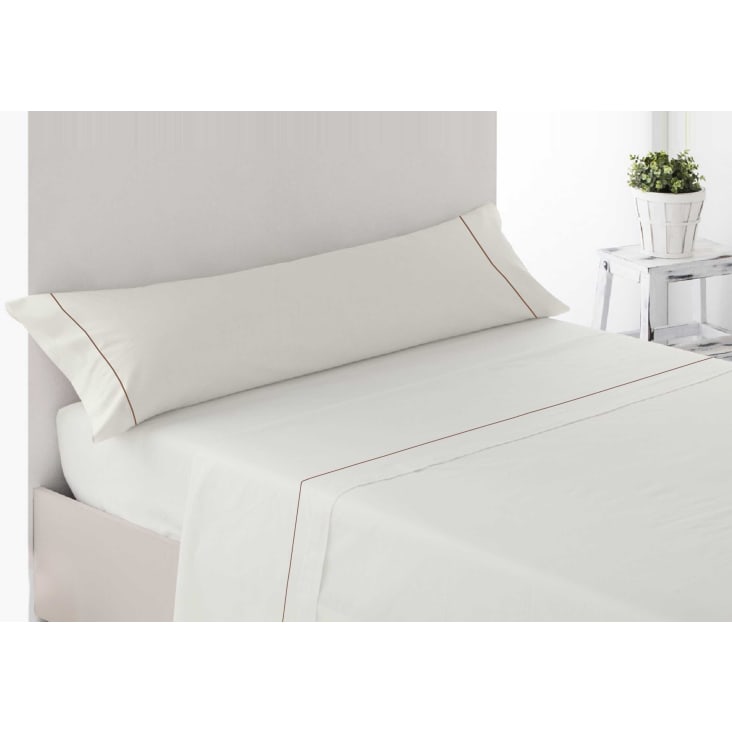 Juego de sábanas liso 4 piezas 50% alg. 50% pes beige cama de 180cm ...