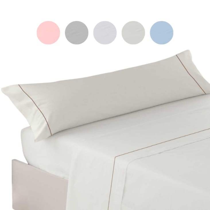 Juego de sábanas liso 4 piezas 50% alg. 50% pes beige cama de 180cm ...