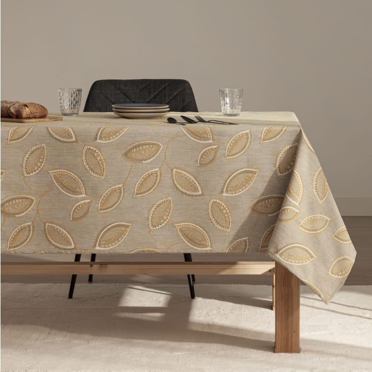 Nappe jacquard toucher tissu et traitement antitache 140x300 cm Palma ...