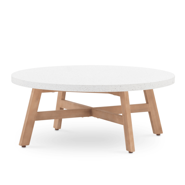Table basse jardin ronde en bois et terrazzo D100 Padua | Maisons du Monde