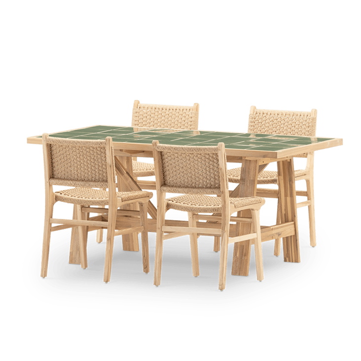 Set comedor 4 plazas mesa ceramica verde 168x87 Bisbal & modena ...
