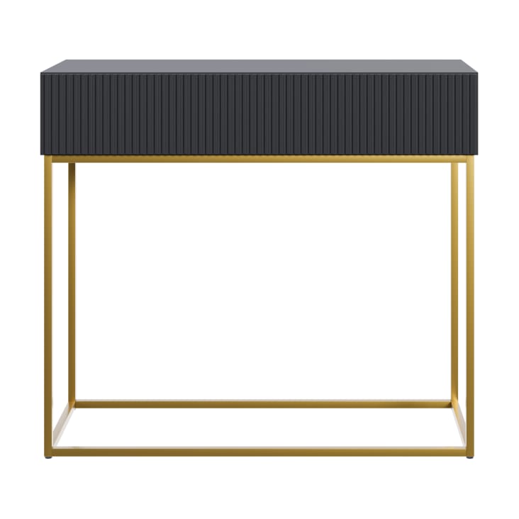Table console noire avec pieds dorés 90x32 cm VELDIO | Maisons du Monde