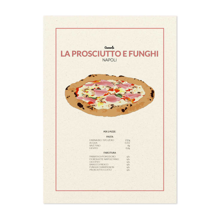 Poster Guzzerie Carta Riciclata - La Prosciutto e Funghi 21x30cm Pizze ...