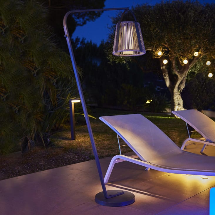 Lampadaire solaire Metal Gris H176cm Rayglow | Maisons du Monde