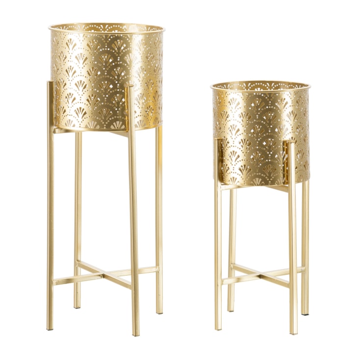 Juego de 2 maceteros de metal dorado ø 21x52-19x42 cm Golvy | Maisons du Monde