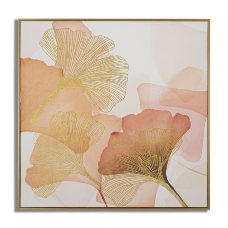 Tela stampata fiori con cornice in metallo dorata cm 80x3,5x80 Fiori ...
