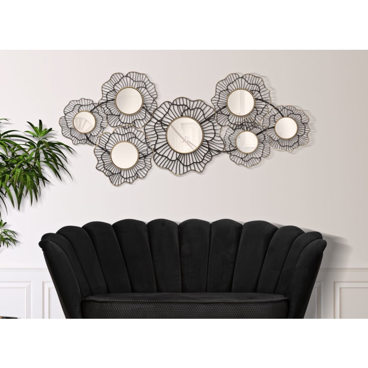 Déco murale en métal avec miroirs noirs 121x5x56 cm Osaka | Maisons du ...